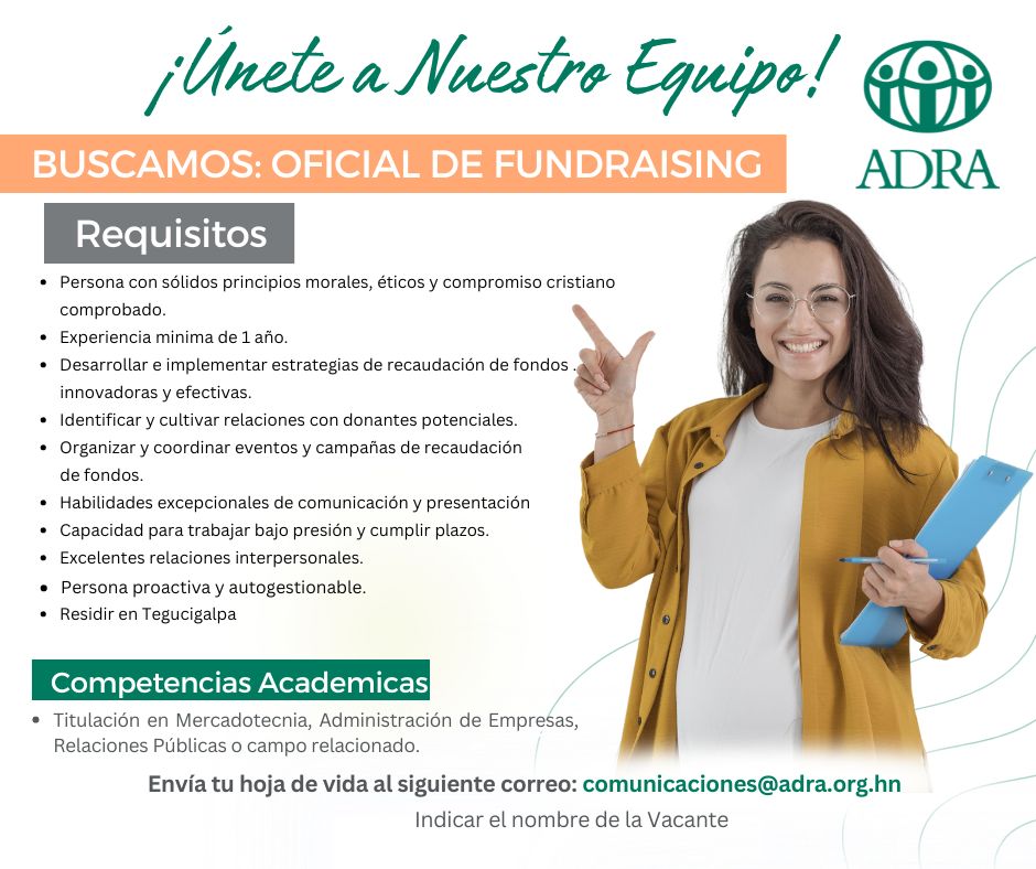 Oficial de Fundraising | RDS - Empleos.hn